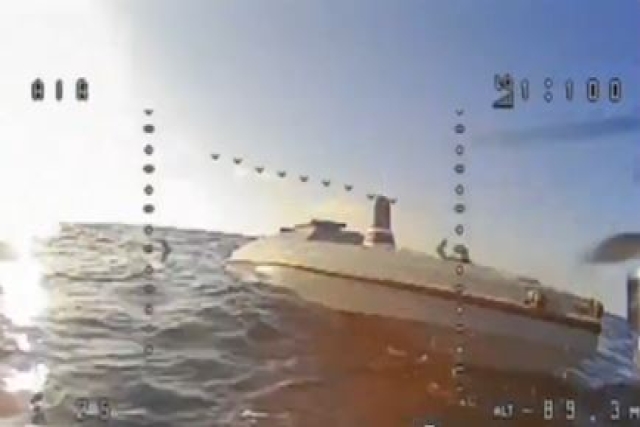 Russian FPV Drone Downs Ukrainian Magura V5 USV in Black Sea Encounter